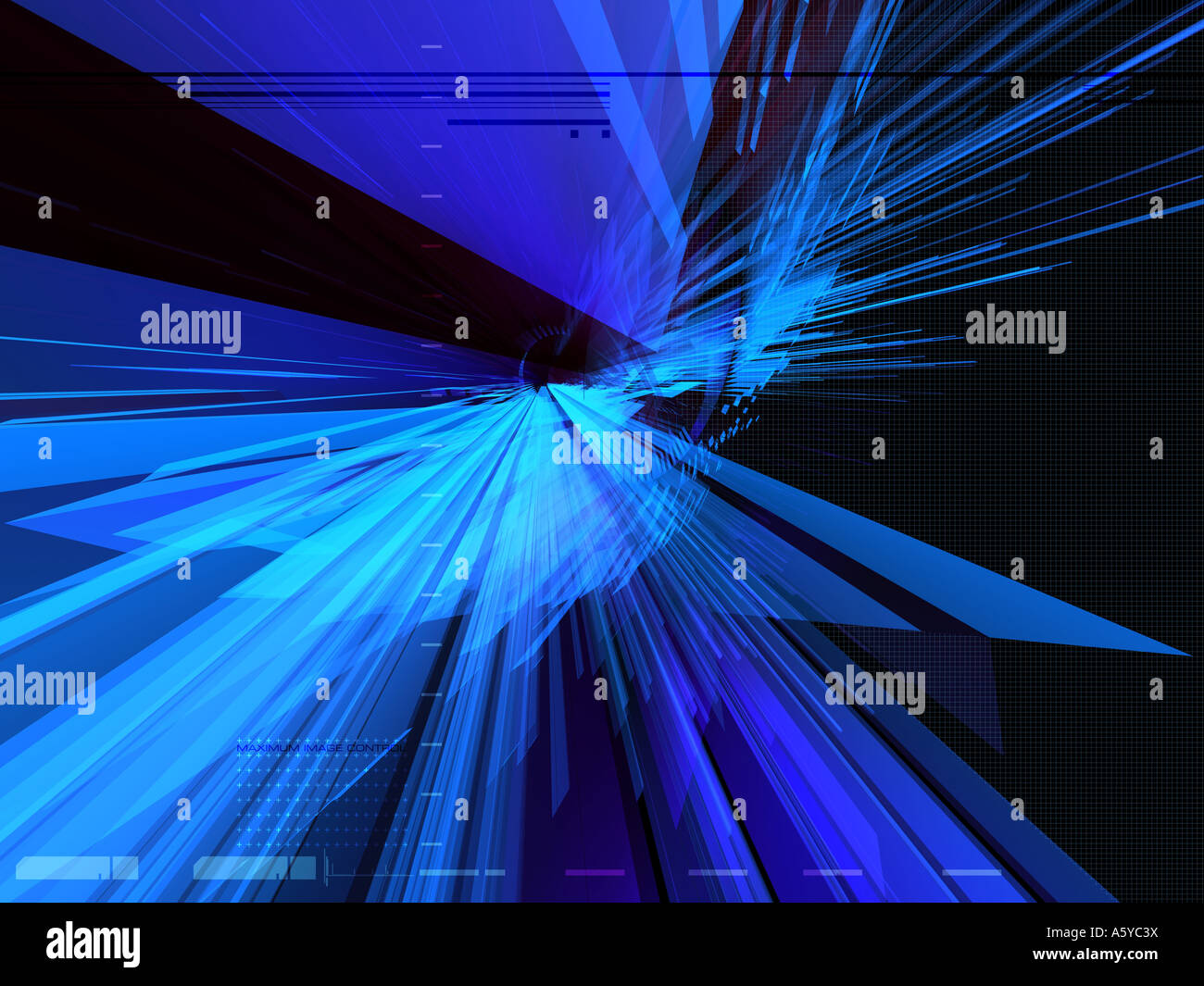 Blue abstract objects against black background Stock Photo - Alamy