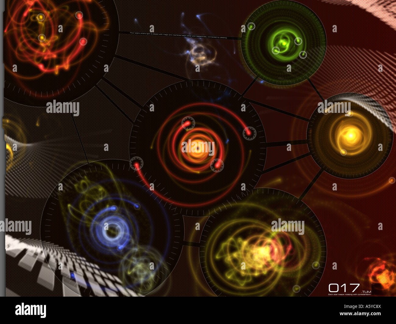 Circular light beams against dark background Stock Photo - Alamy