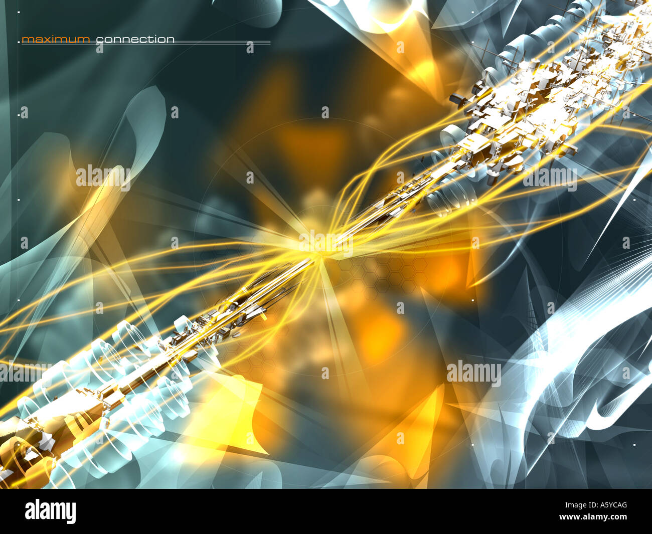 Yellow light beams and abstract objects Stock Photo - Alamy