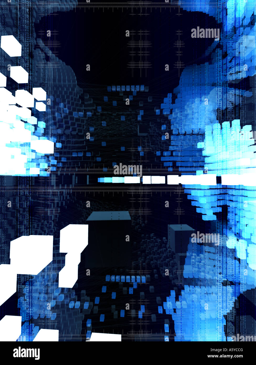 Blue and white blocks floating against dark background Stock Photo - Alamy