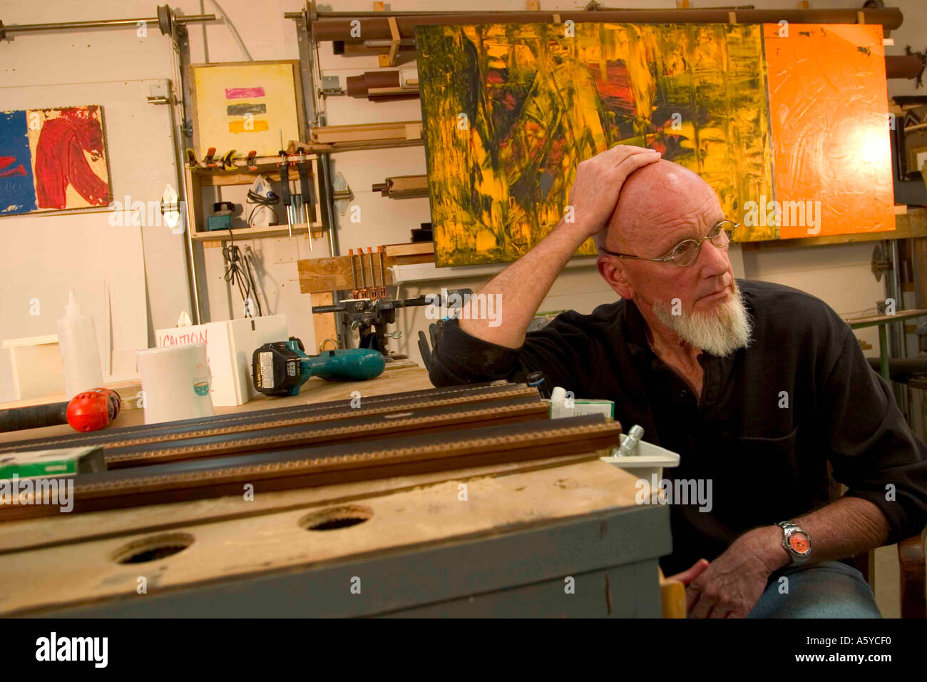 Portrait of artist in his studio Stock Photo - Alamy