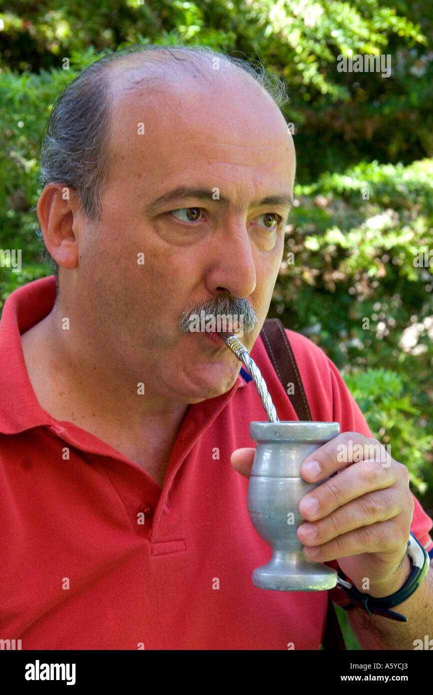 Man drinking yerba mate in Argentina Stock Photo - Alamy