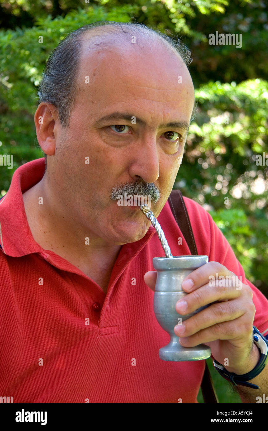 Man drinking yerba mate in Argentina Stock Photo - Alamy
