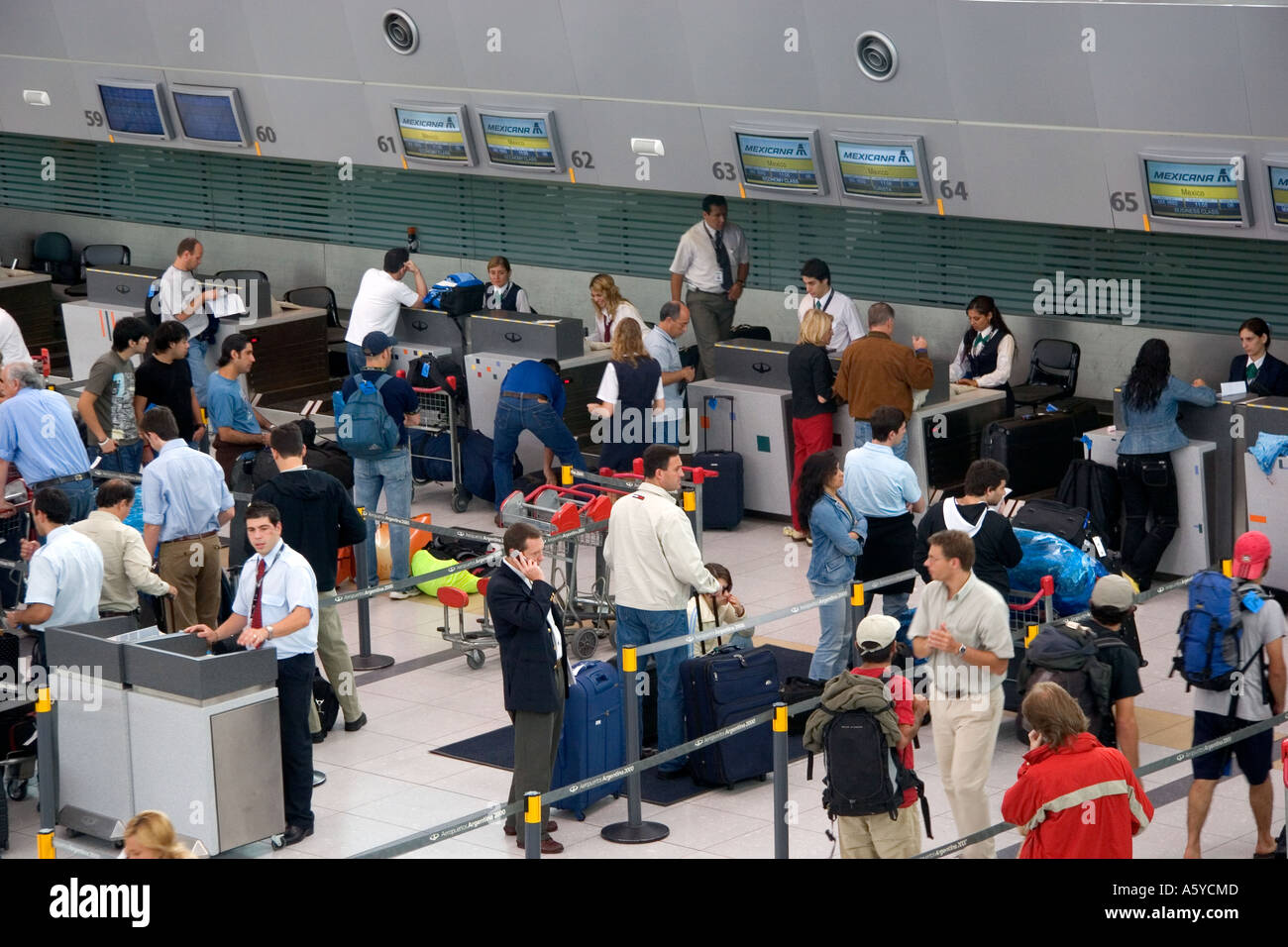 Passenger check-in departure hall at Ezeiza airport terminal in Buenos ...