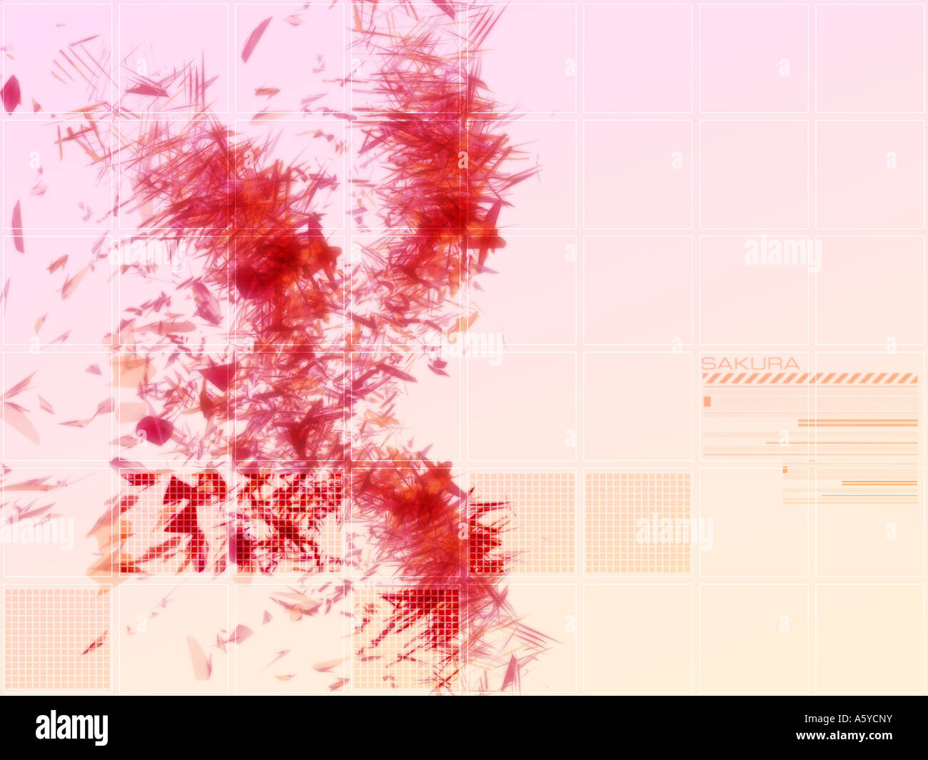 Red abstract objects floating in grids Stock Photo - Alamy