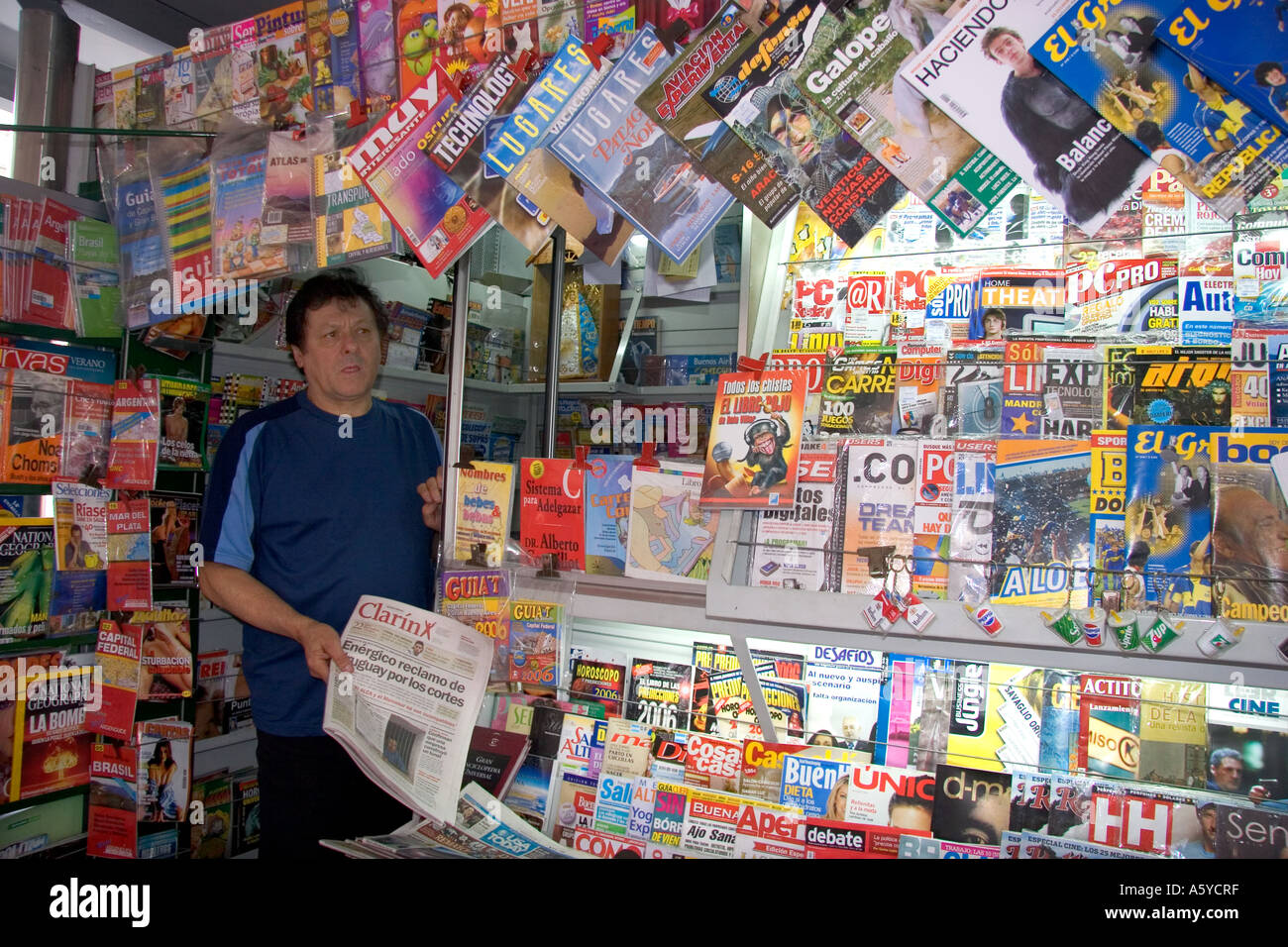 Vendor selling magazines and newspapers in Buenos Aires, Argentina ...