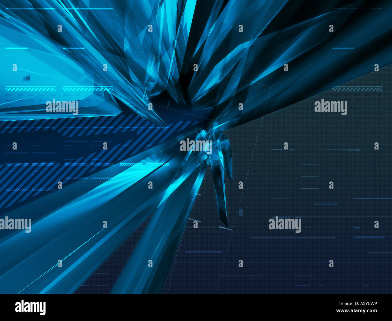 Futuristic blue objects against grid Stock Photo - Alamy