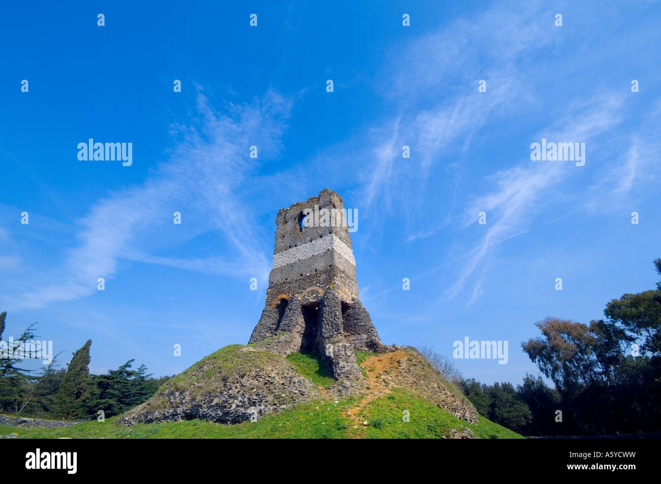 torre selce, a medieval tower built above an ancient roman sepulchre ...