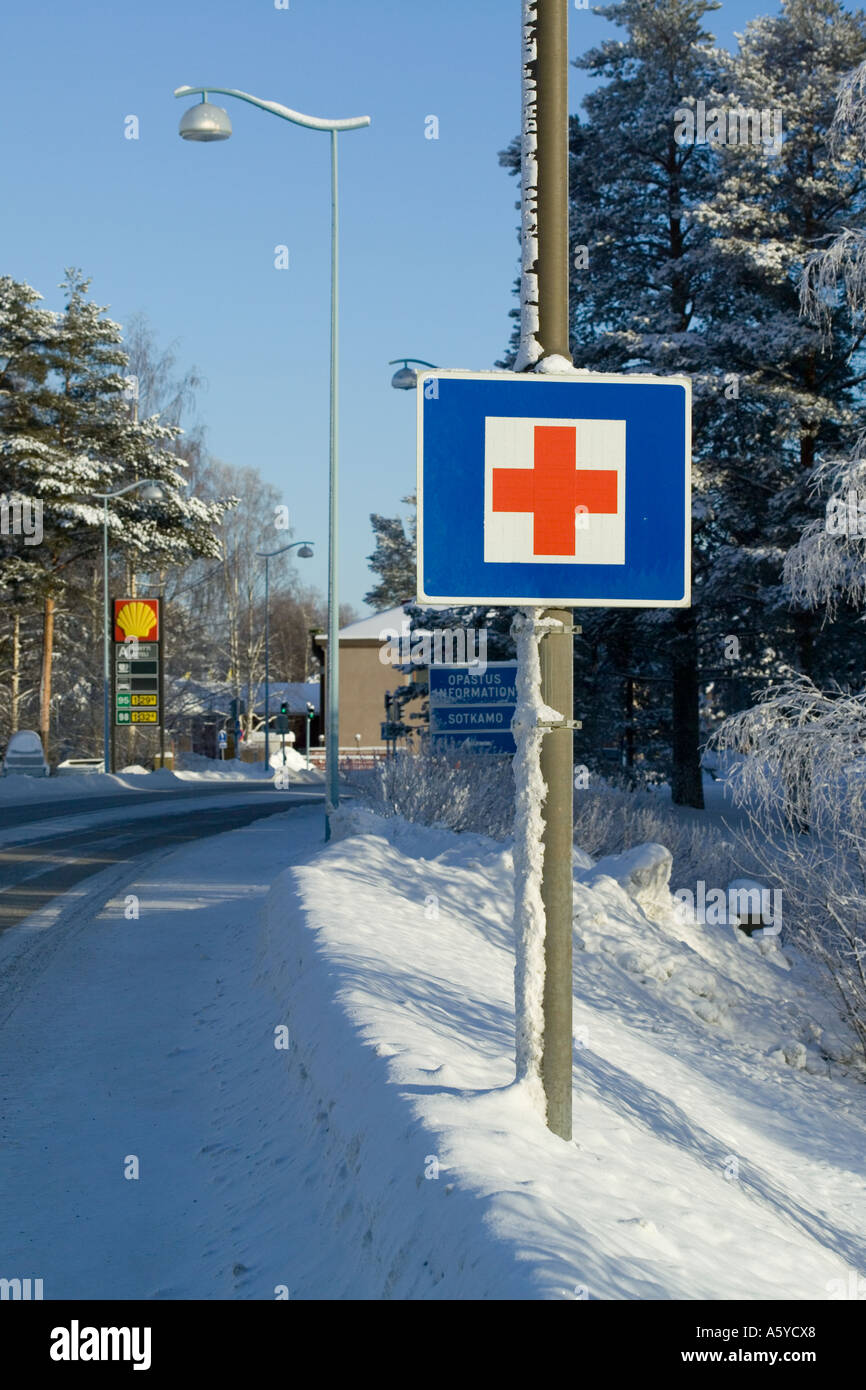 hospital red cross traffic sign Stock Photo - Alamy
