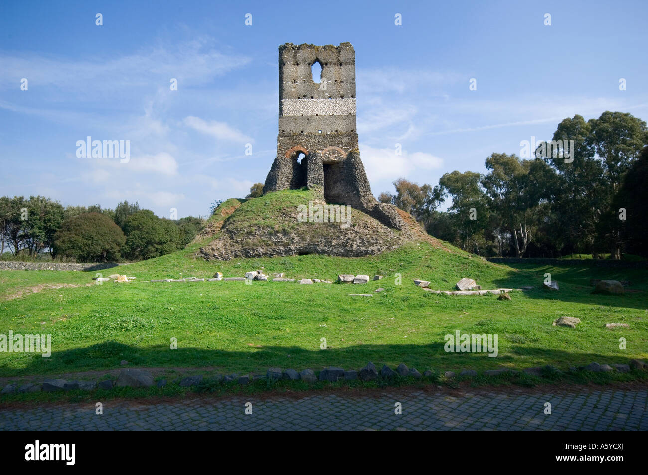 torre selce, a medieval tower built above an ancient roman sepulchre ...