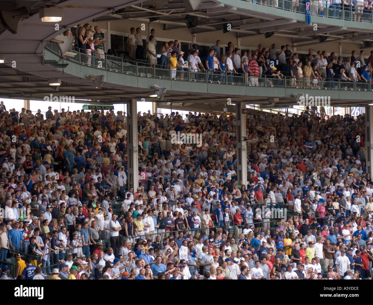 Crowd at baseball game seventh inning stretch Wrigley Field Chicago ...