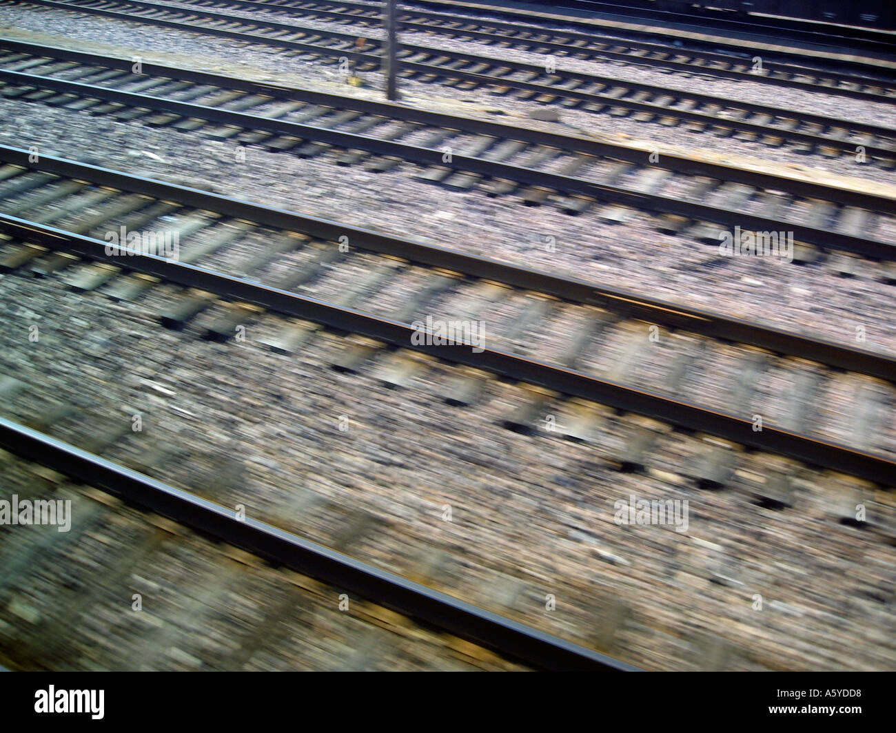 Railroad tracks from moving train Chicago Illinois USA Stock Photo - Alamy