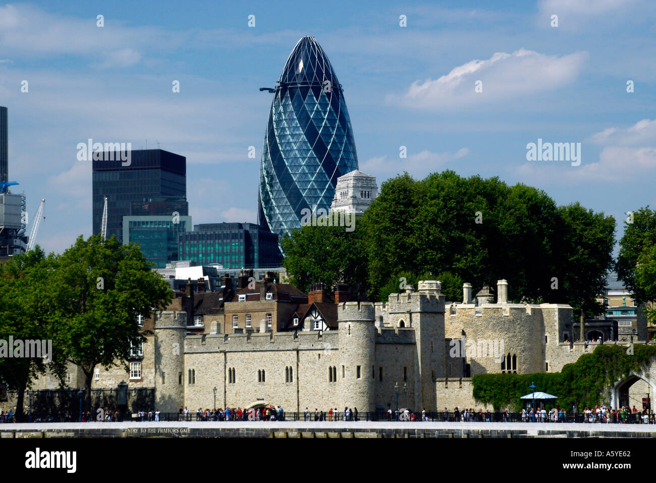 Sir Norman Foster s gherkin and the Tower of London from the River ...