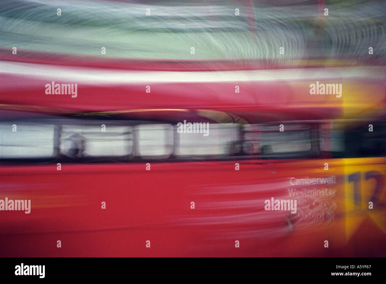 The blur of a red double decker London bus Stock Photo - Alamy