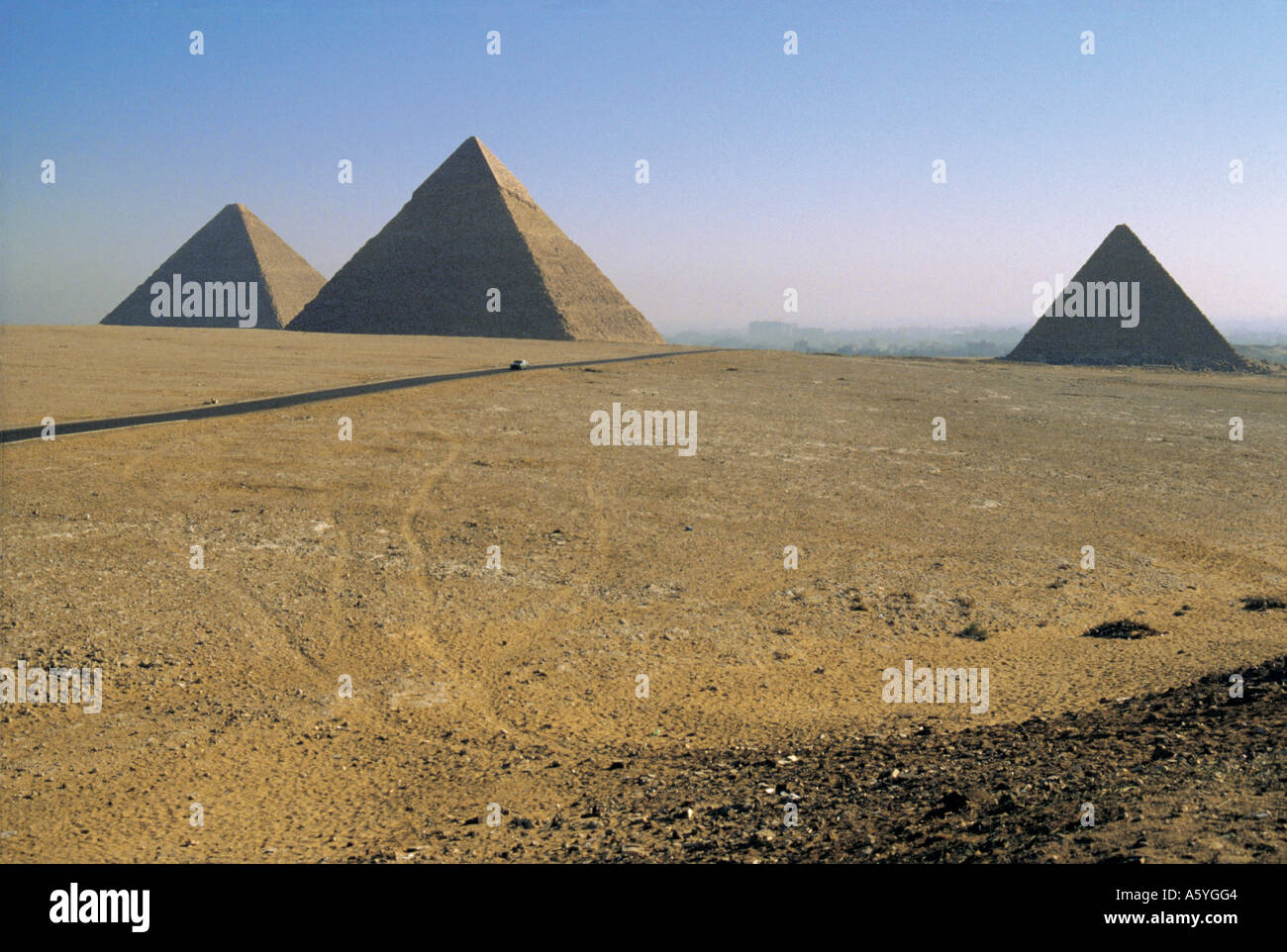 Pyramids on landscape, Pyramid of Mykerinos, Cairo, Egypt Stock Photo ...