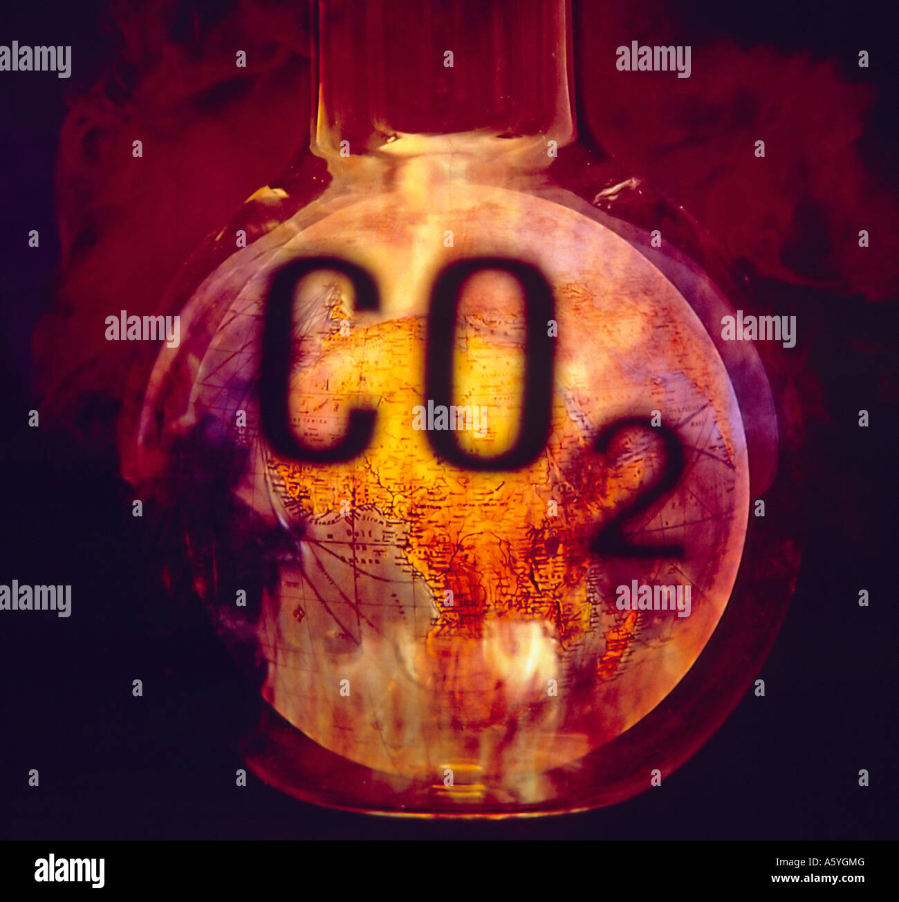 man destroying the earth terrestial globe in a test tube covered from ...