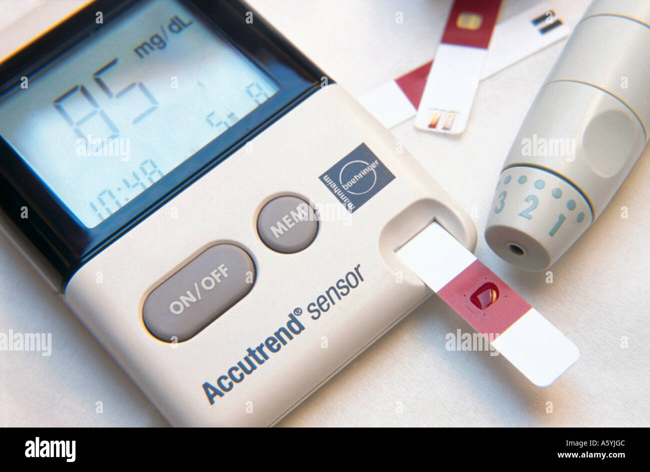 Close-up of blood sugar test Stock Photo - Alamy