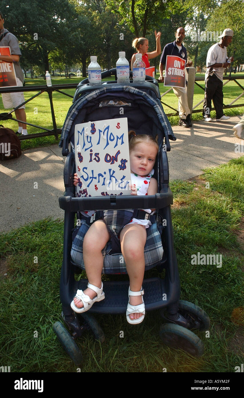Child at a Union Strike supports her mom with a sign saying MY Mom is ...
