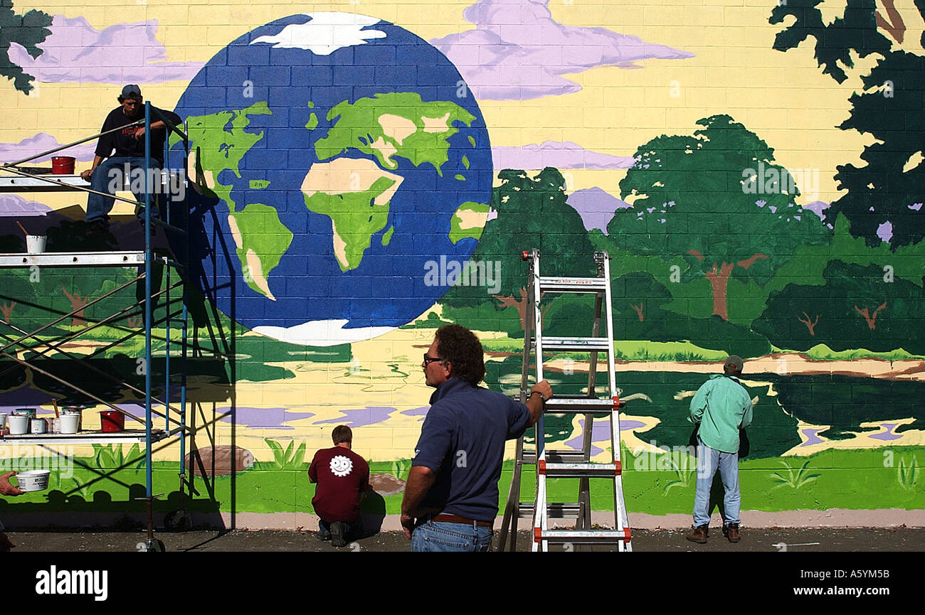 City Art project by artists and volunteers helps beautify a city Stock ...