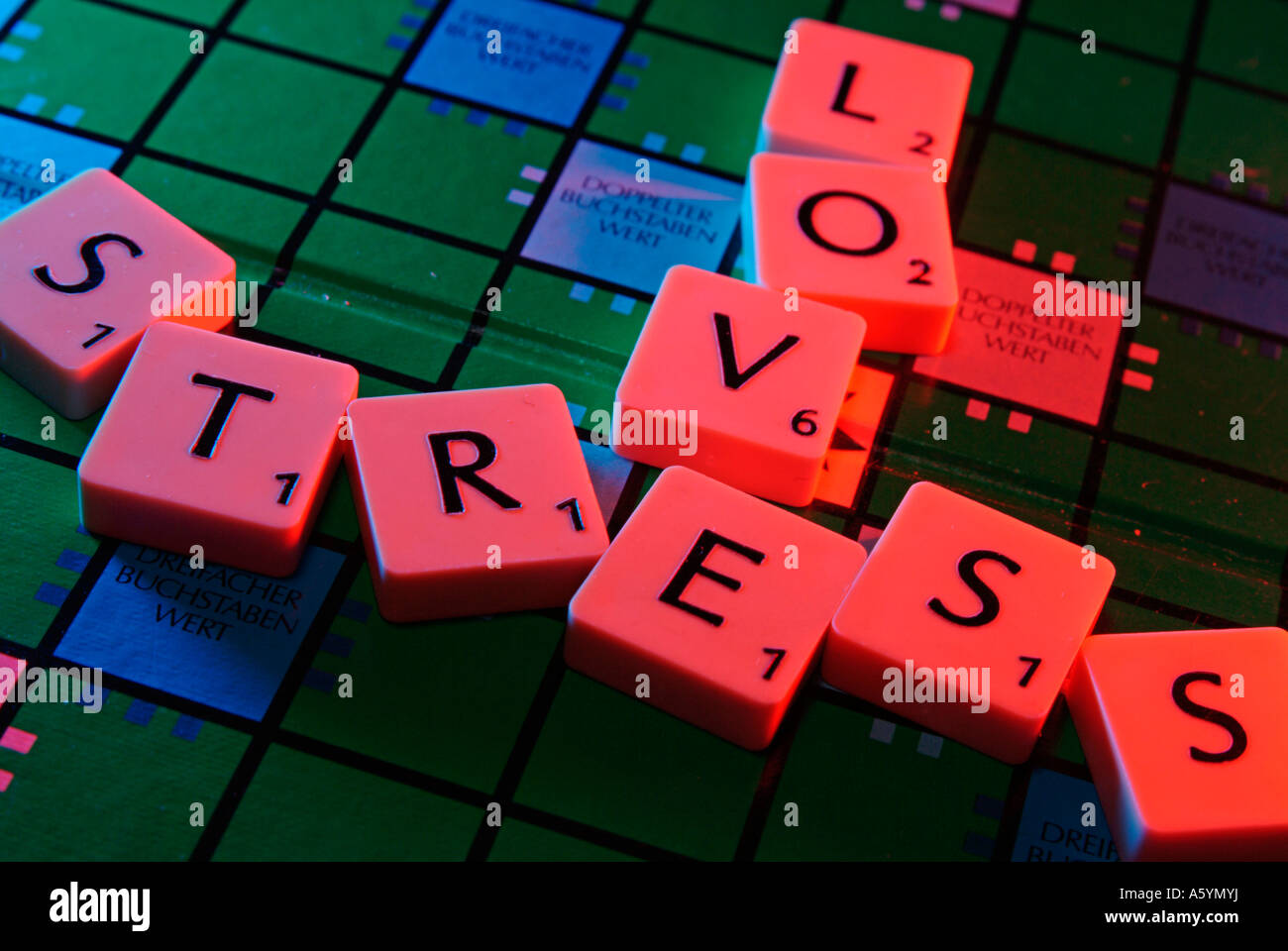 connected words stress and love built with scrabble stones Stock Photo ...