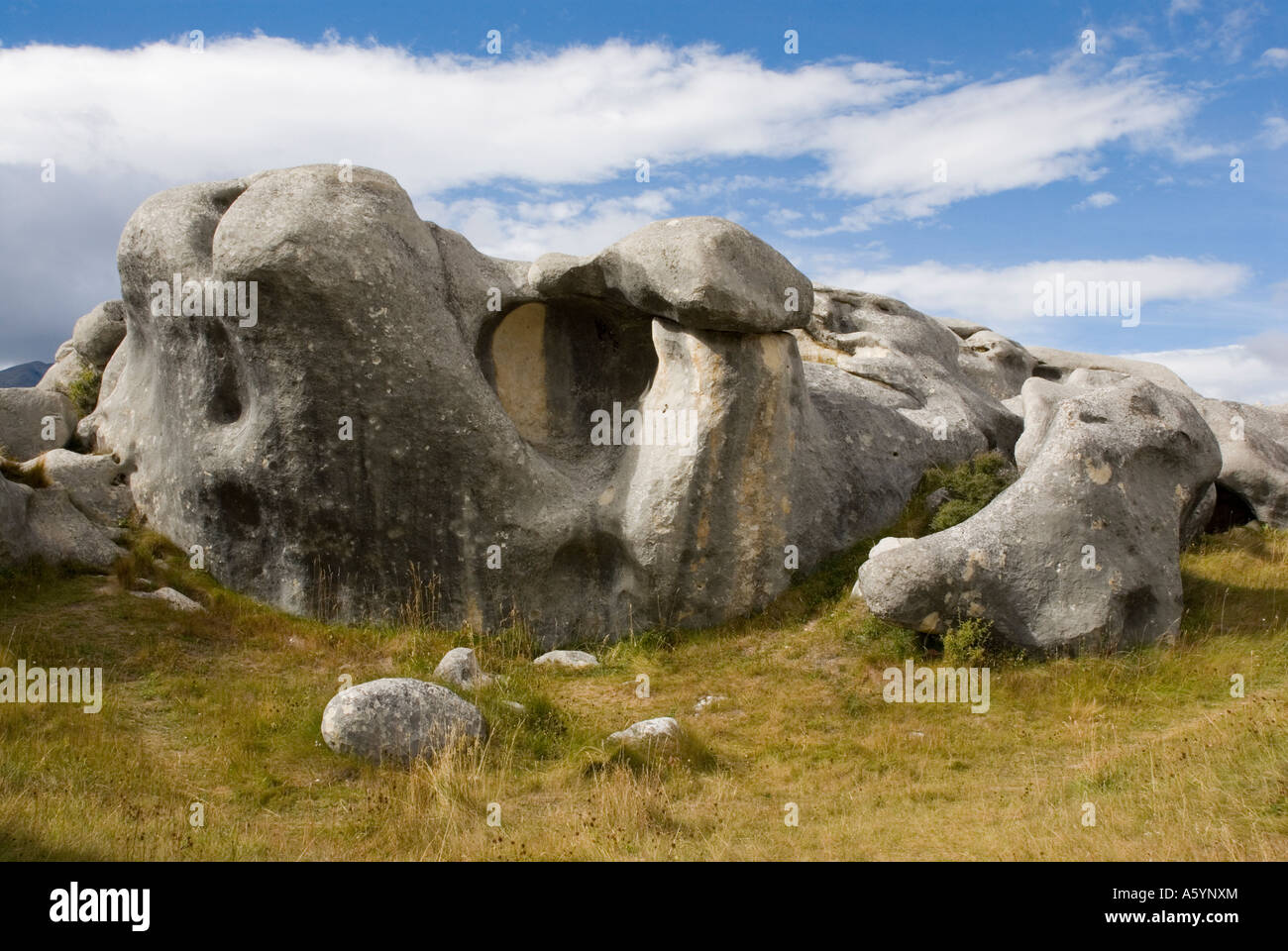 Unusual limestone rock formations at New Zealand's "Castle Hill" Rocks ...