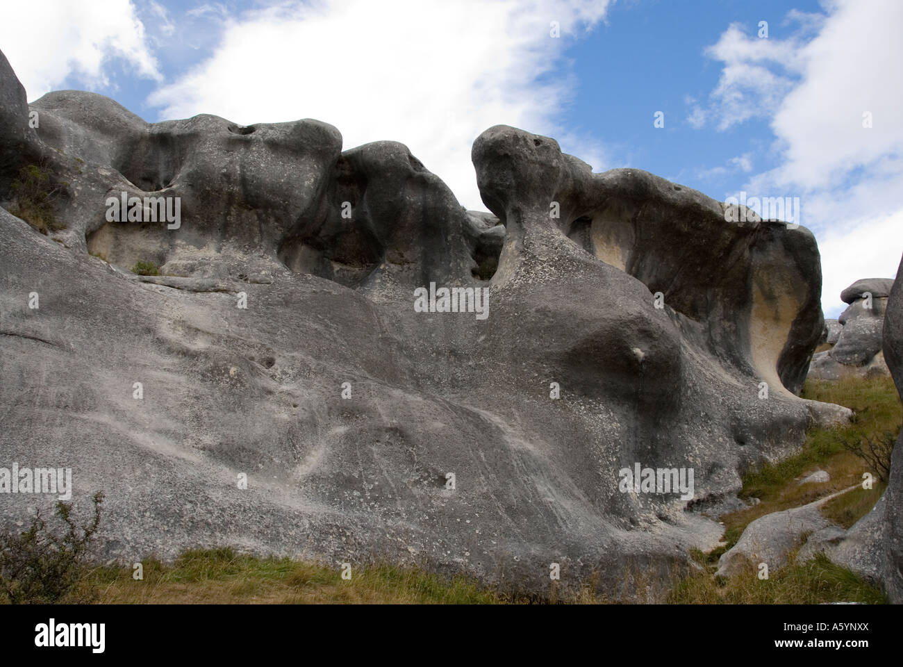 Unusual limestone rock formations at New Zealand's "Castle Hill" Rocks ...