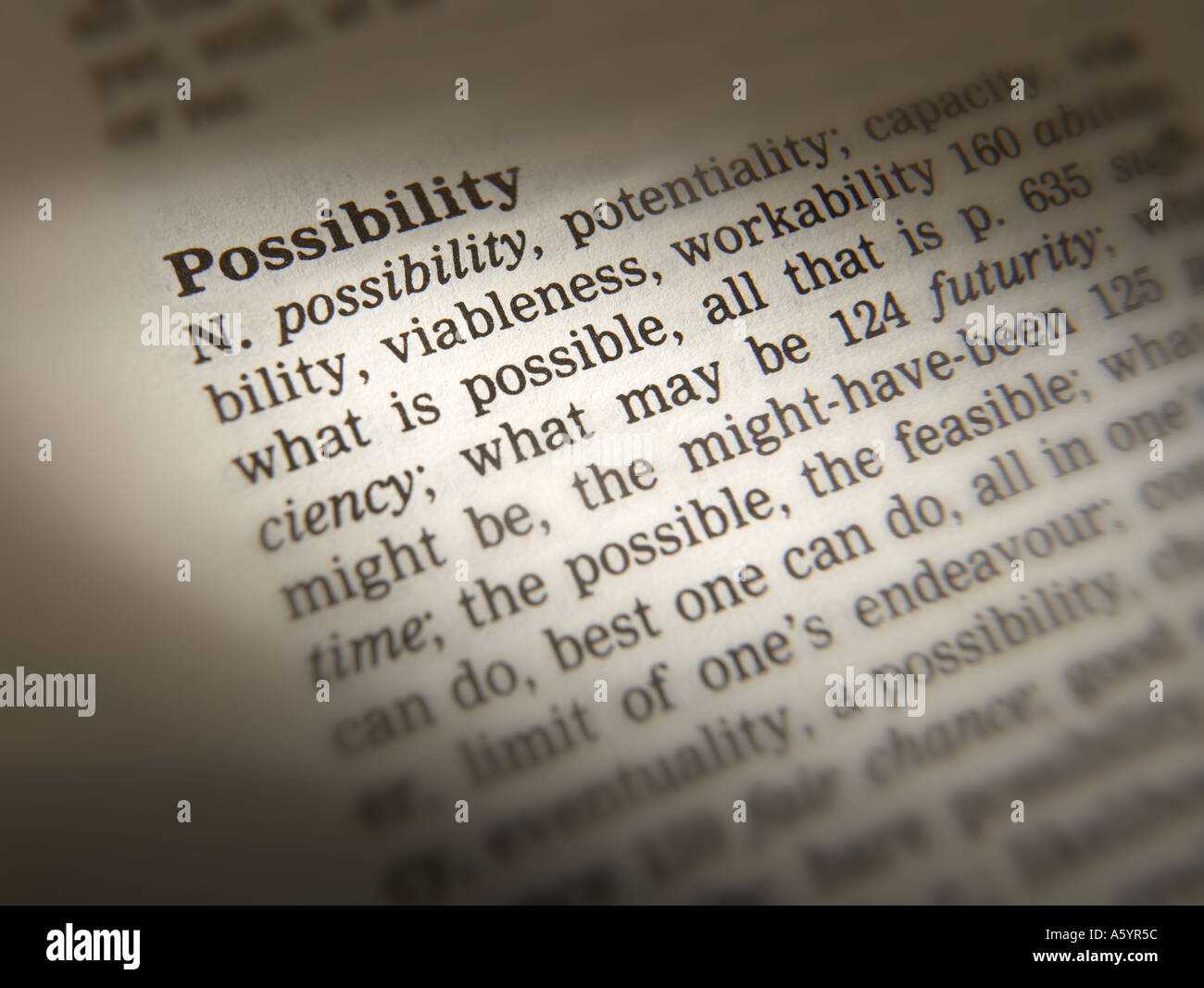 Thesaurus page showing definition word hi-res stock photography and ...