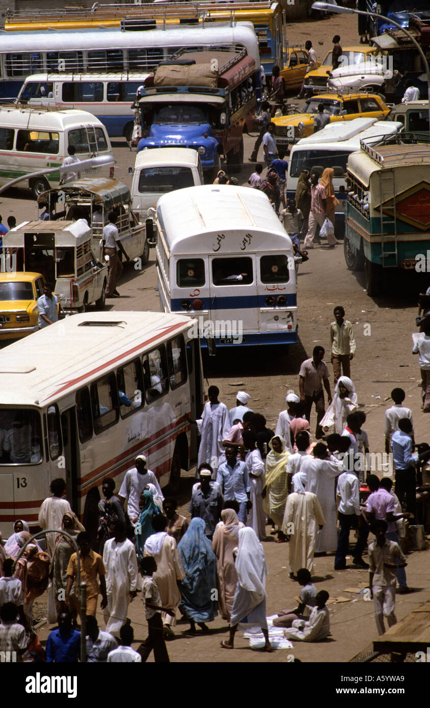 Sudan, Africa. Buses and coaches leaving from bus station Khartoum in ...