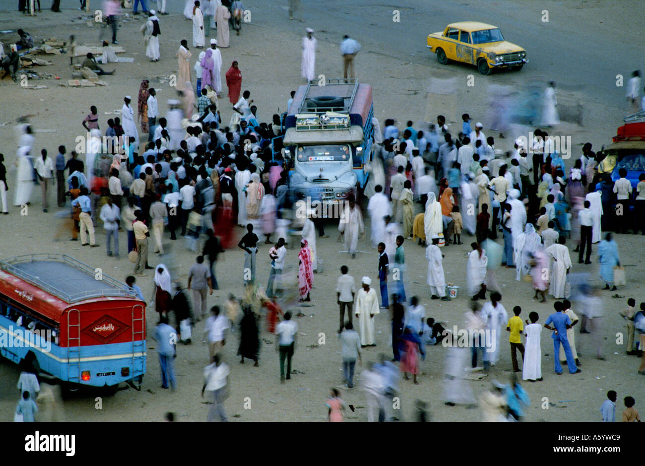 Sudan, Africa. Buses and coaches leaving from bus station Khartoum in ...