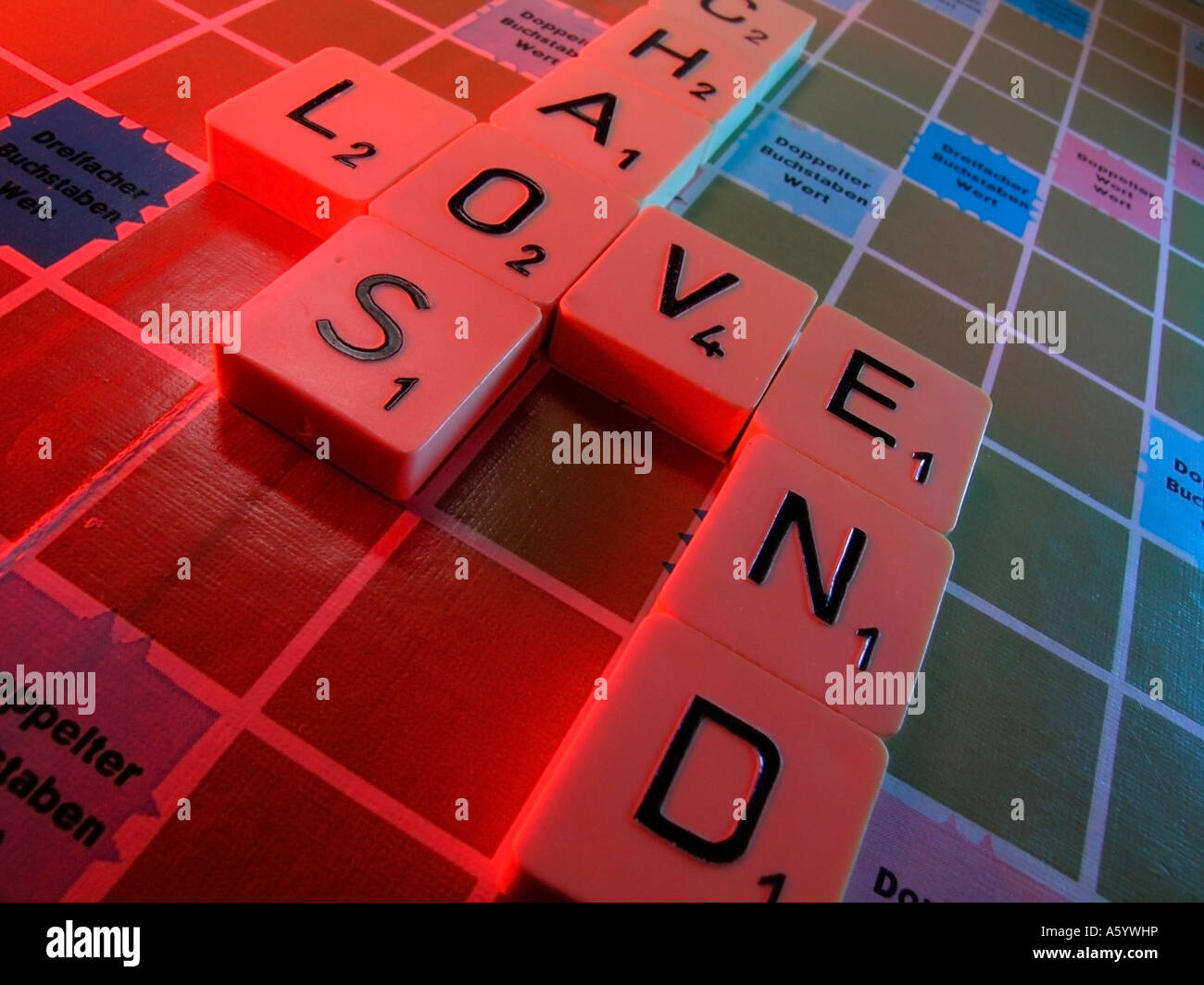 connected words chaos love and end built with scrabble stones Stock ...