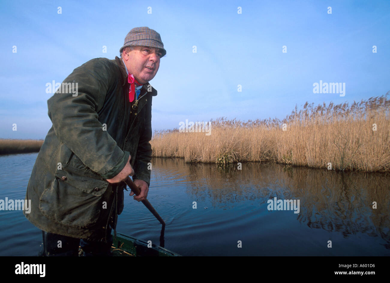ERIC EDWARDS REED CUTTER AT HOW HILL NORFOLK EAST ANGLIA ENGLAND UK ...