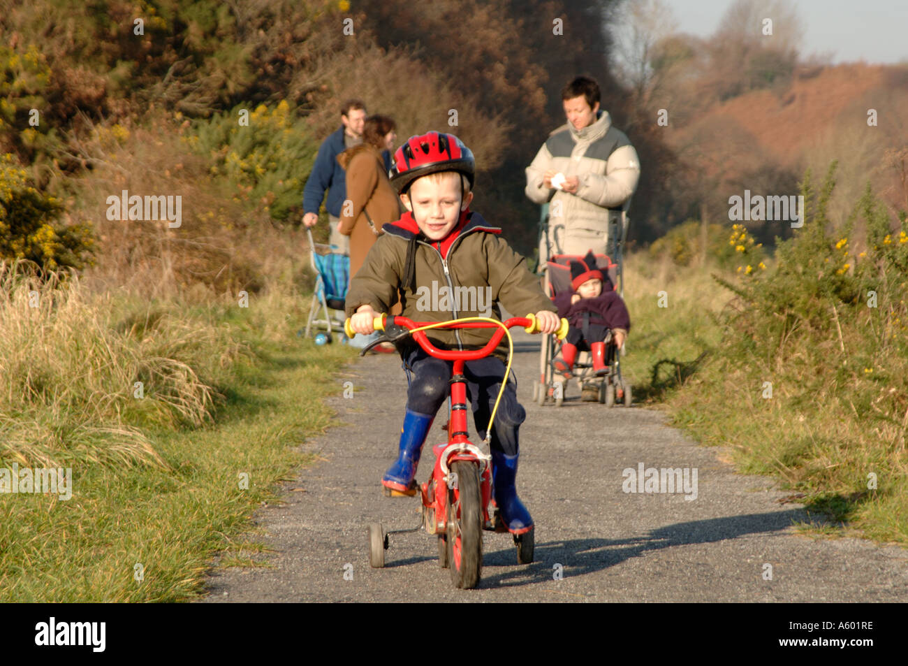 Young boy on tricycle Neyland cycle path Pembrokeshire Wales UK Stock ...