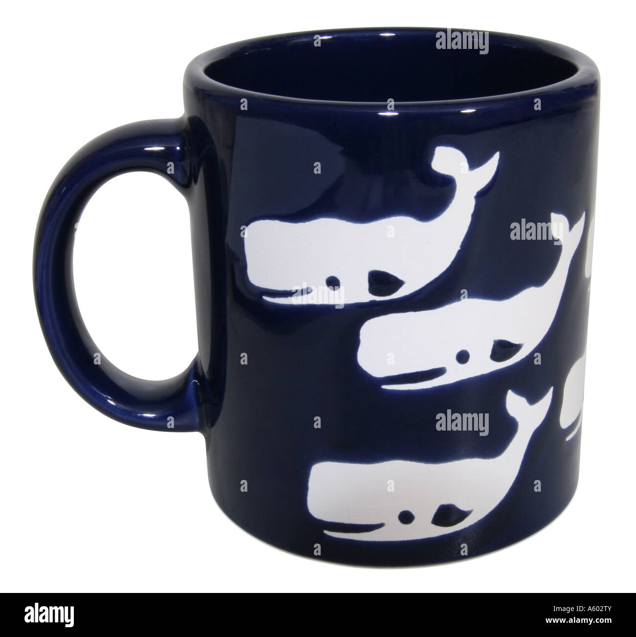 Cobalt blue coffee mug with whales Stock Photo - Alamy