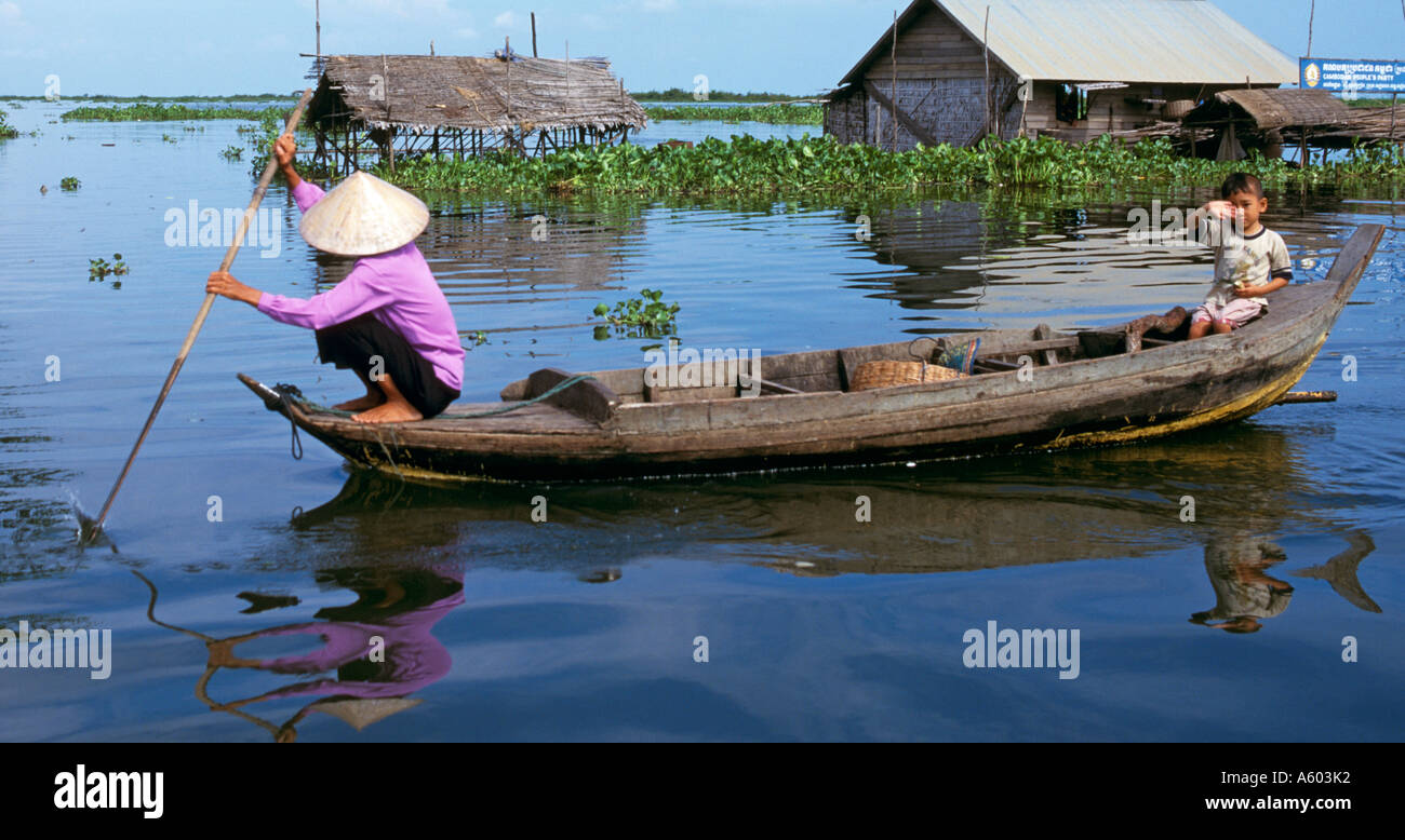 Local People On A boat, Vietnamesse Floating Village Southern Cambodia ...