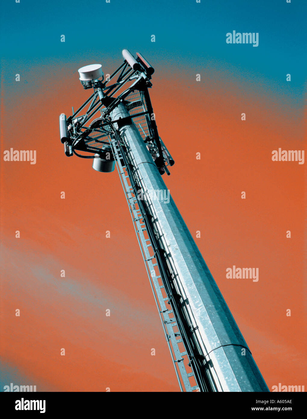 Galvanised steel mobile telephone mast, England, UK Stock Photo - Alamy