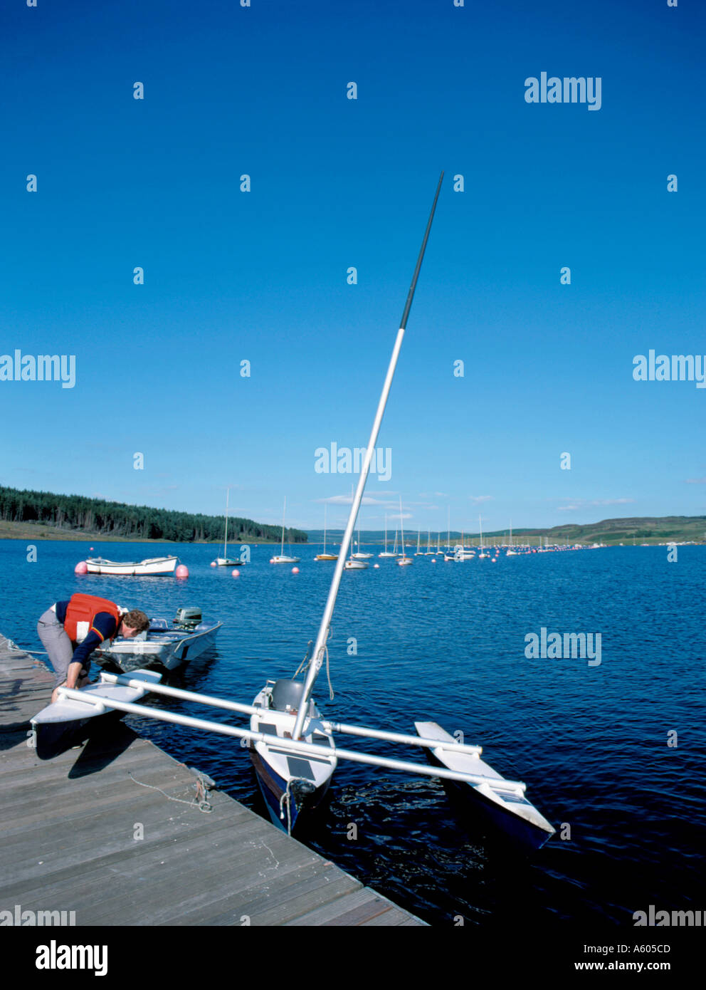 Man trimaran boat outriggers hi-res stock photography and images - Alamy