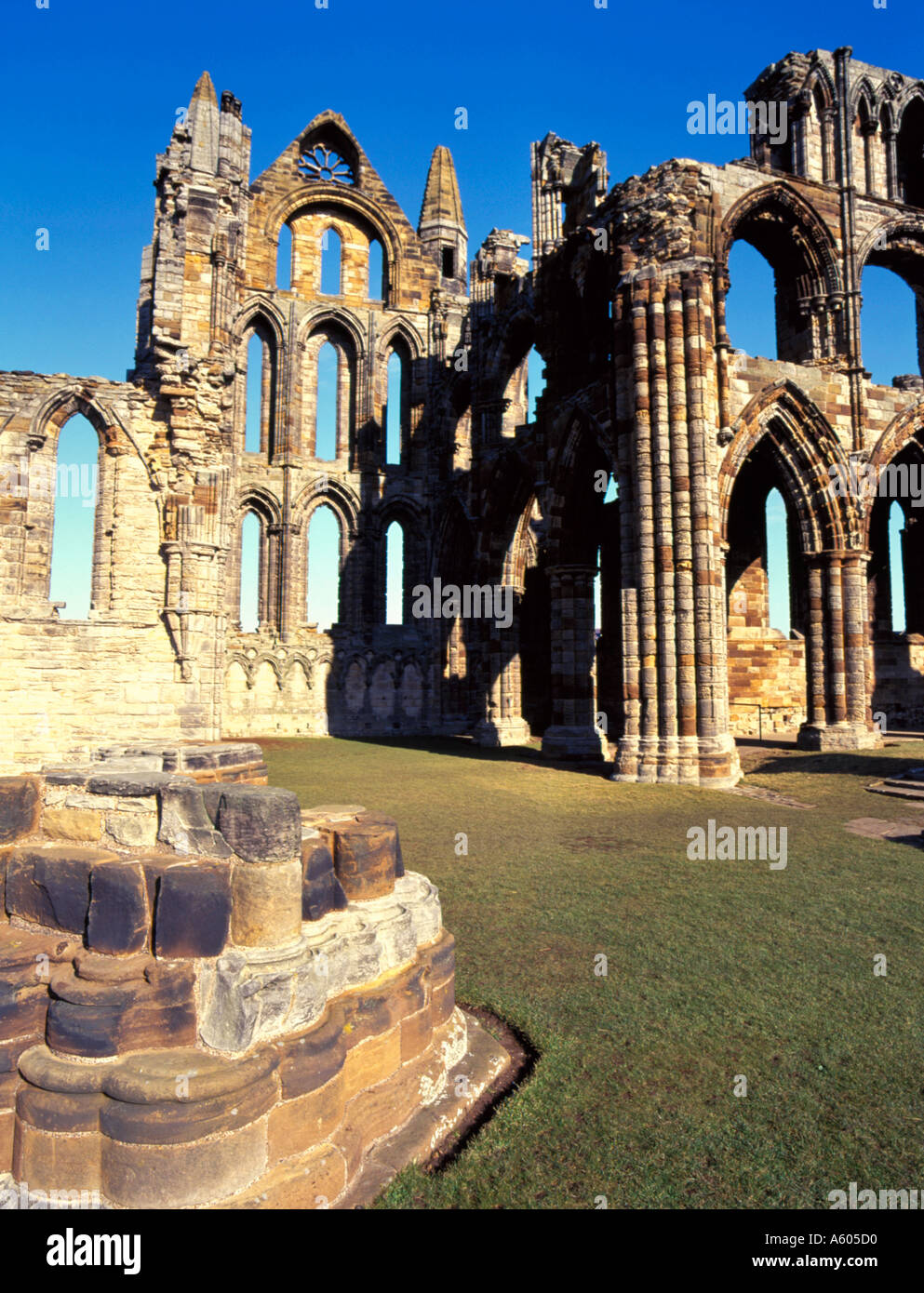 Part of the ruins of Whitby Abbey, Whitby, North Yorkshire, England, UK ...