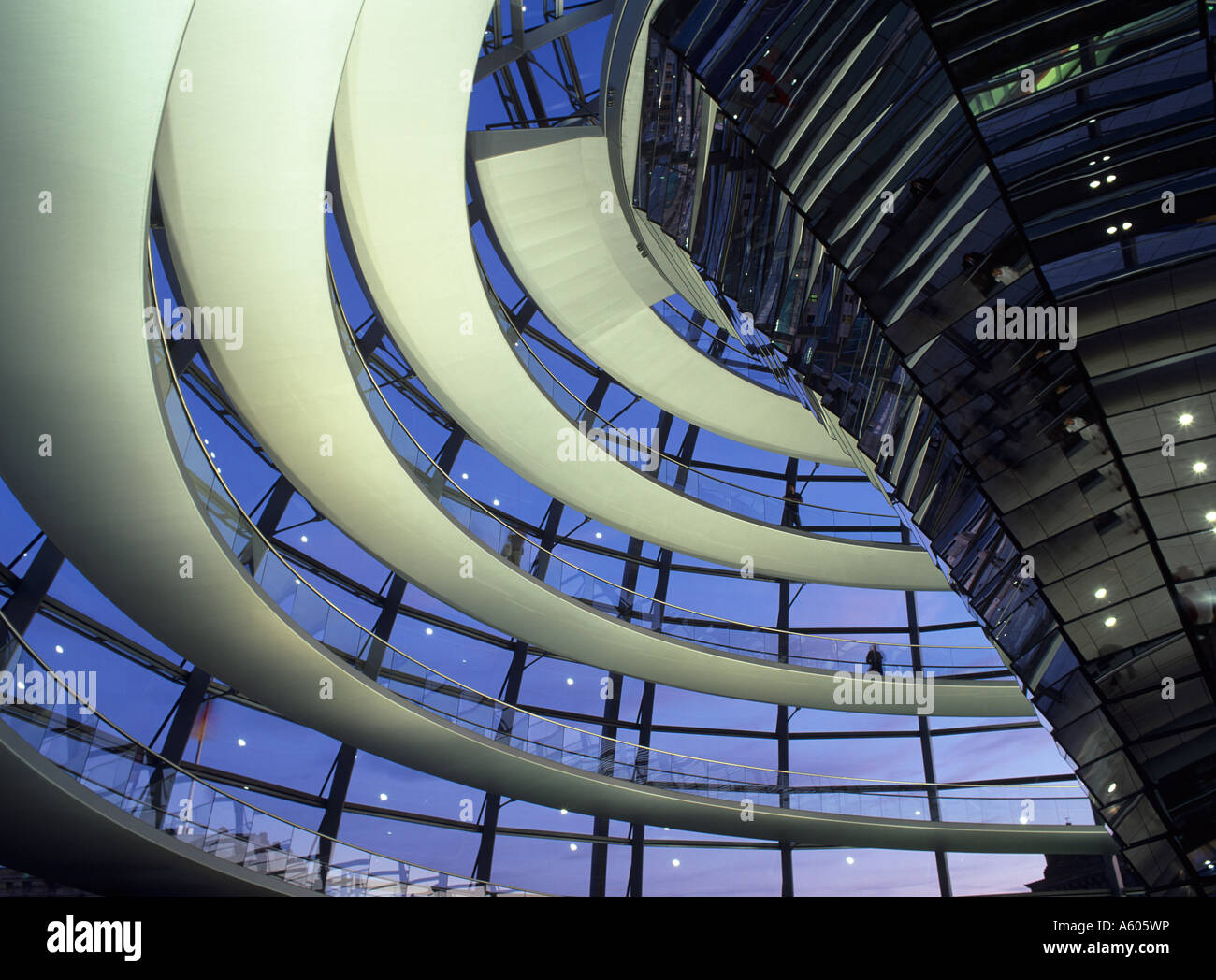 Inside the glass dome of the Reichstag, home of the Bundestag ...