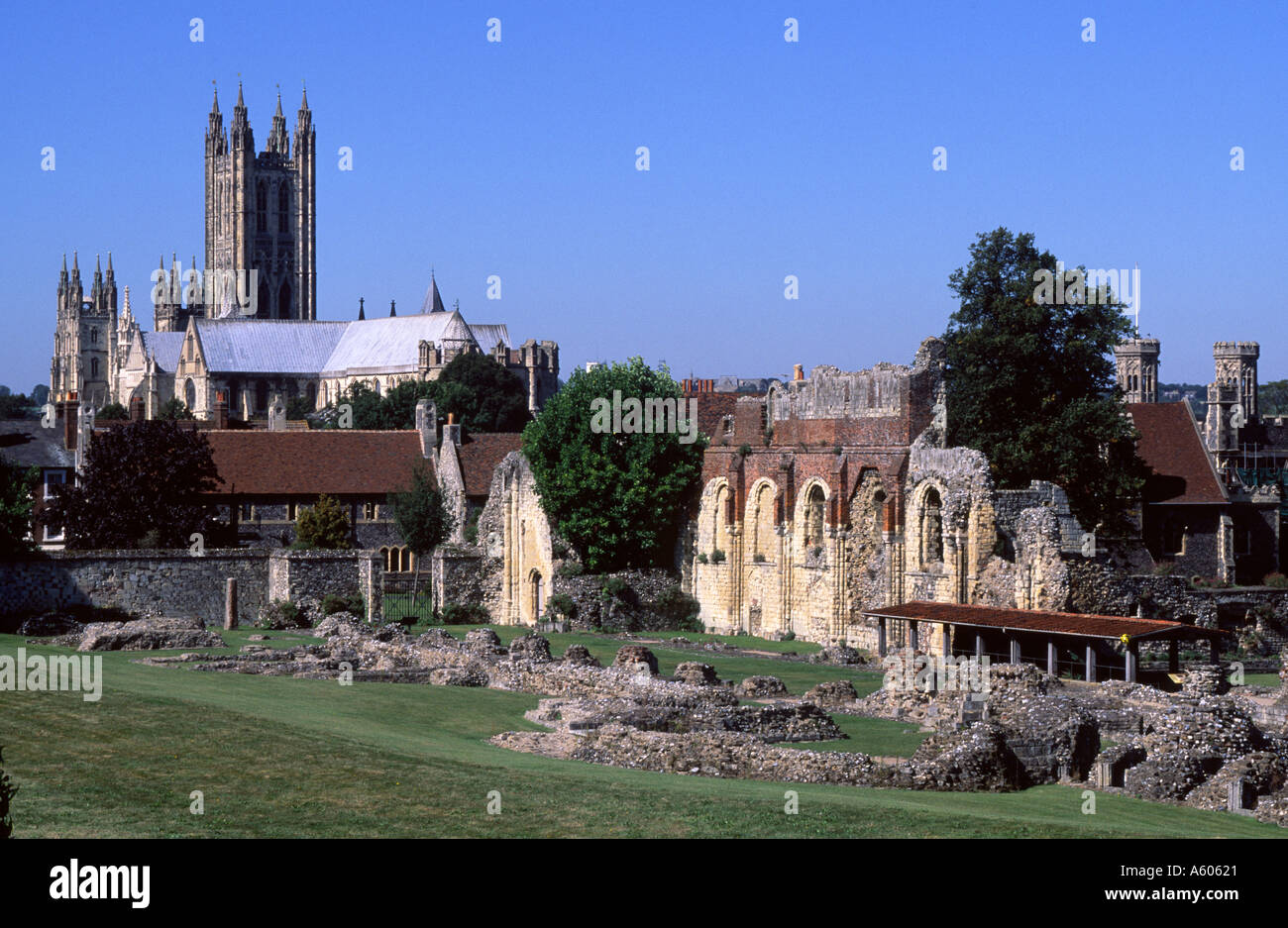 Canterbury Cathedral viewed from St Augustines Abbey Kent UK St ...