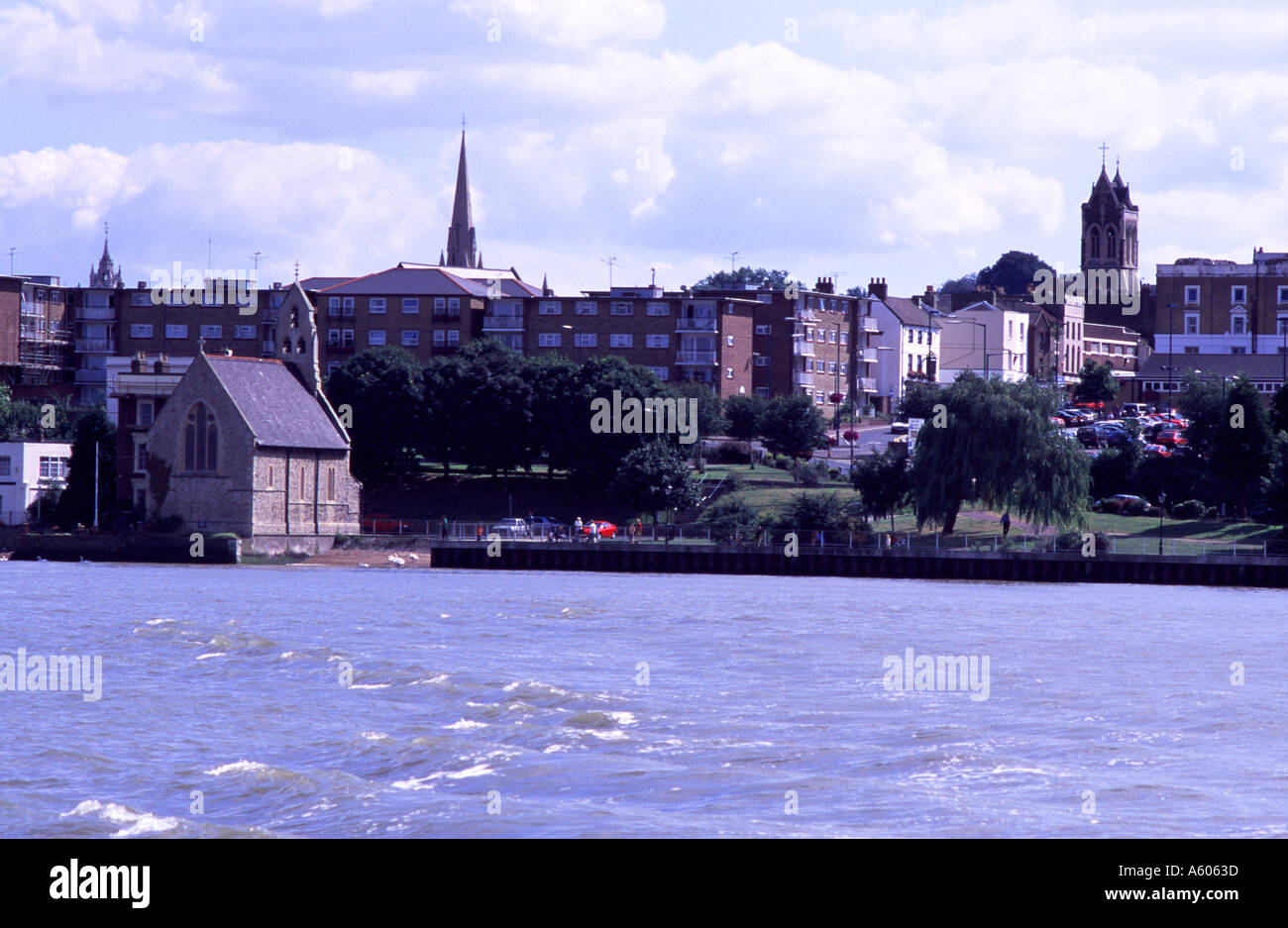 View of Gravesend from River Thames Kent England UK Stock Photo - Alamy