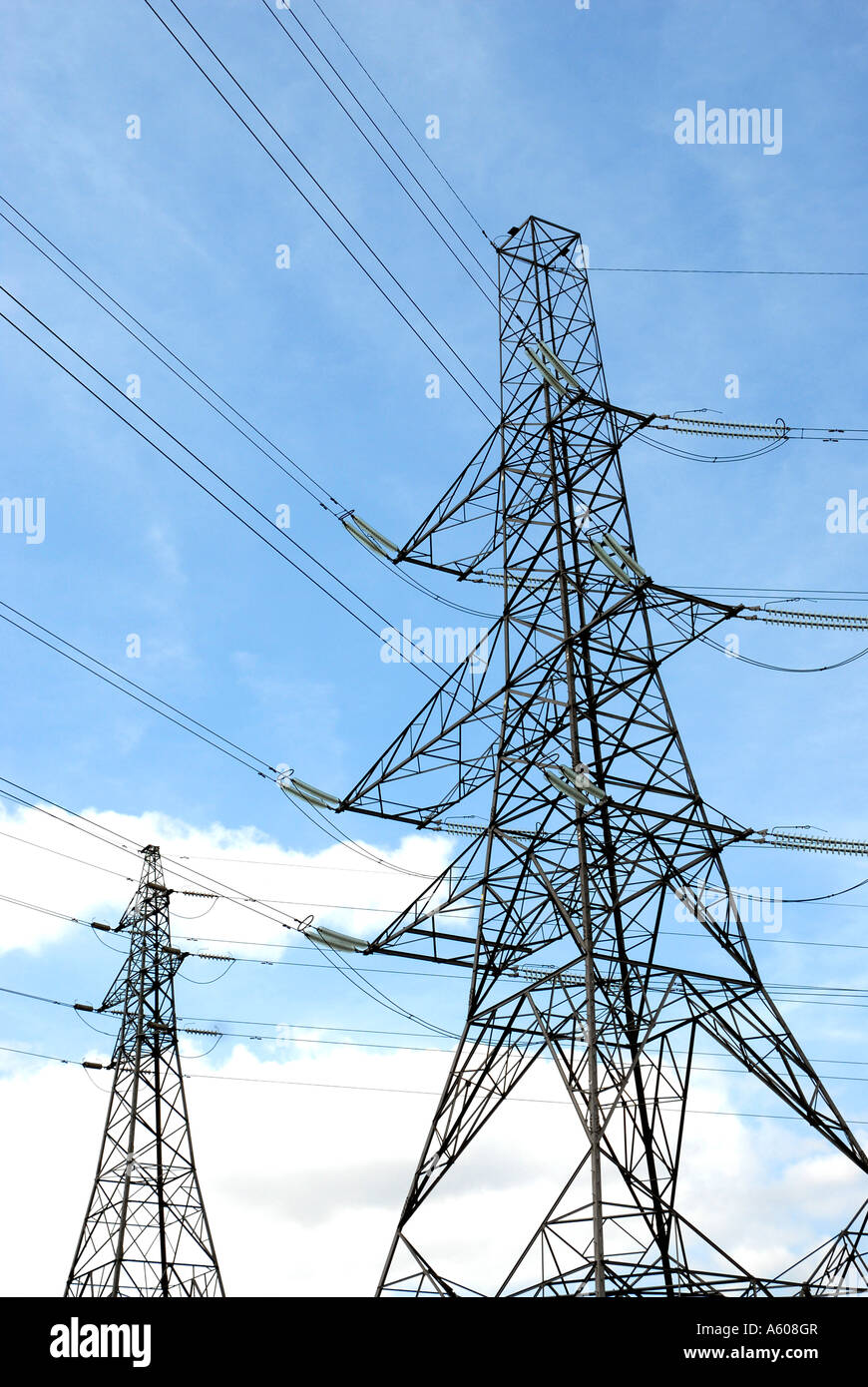 Electricity pylon on the site of the 2012 Olympics in Stratford London ...