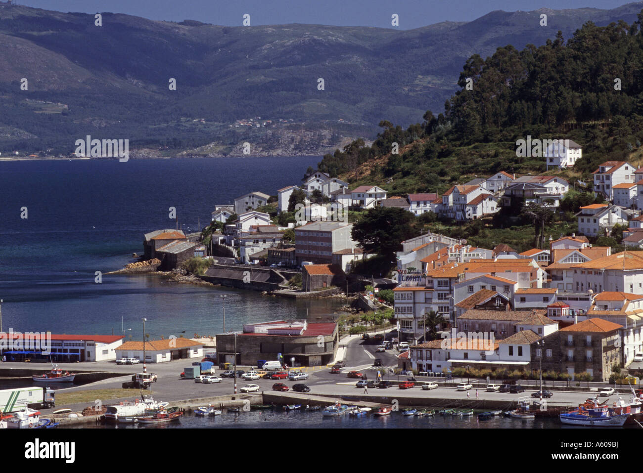 the town of Muros along te coast called Rias Baixas Galicia Spain Stock ...
