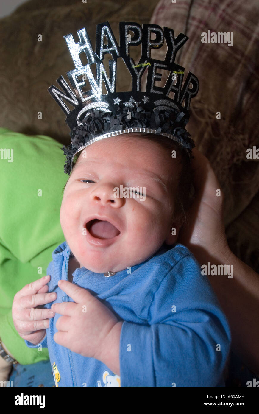 Happy baby celebrates the new year Stock Photo - Alamy