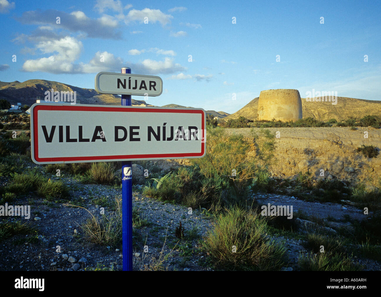 Board location sign signage village name town nijar hi-res stock ...