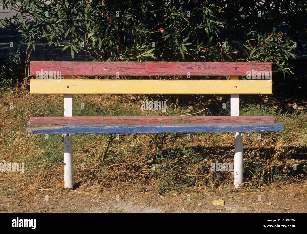 old colourful bench Stock Photo - Alamy