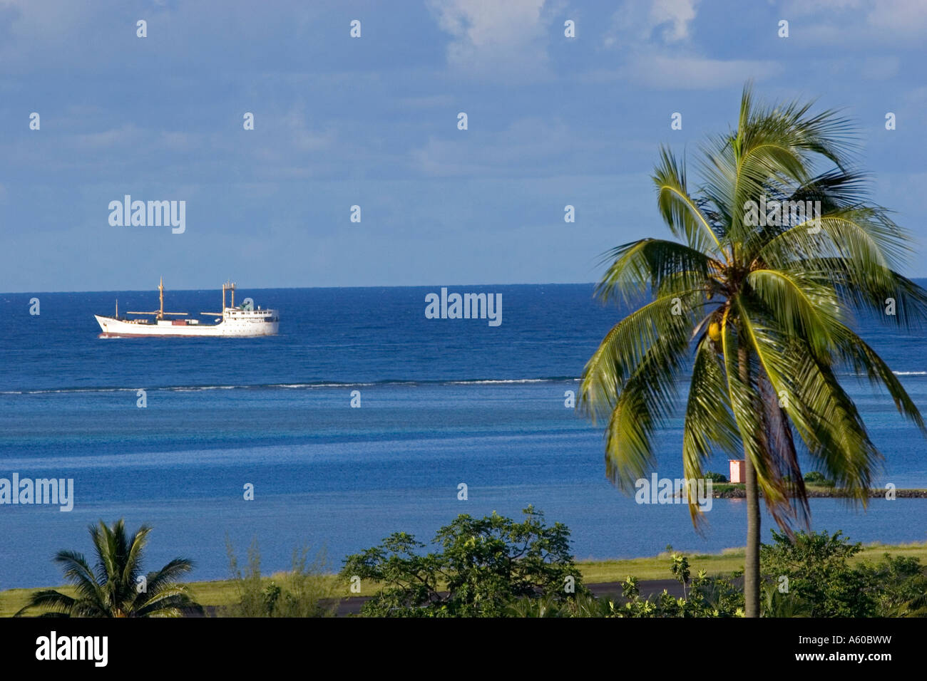 An inter island freighter off the island of Tahiti Stock Photo - Alamy