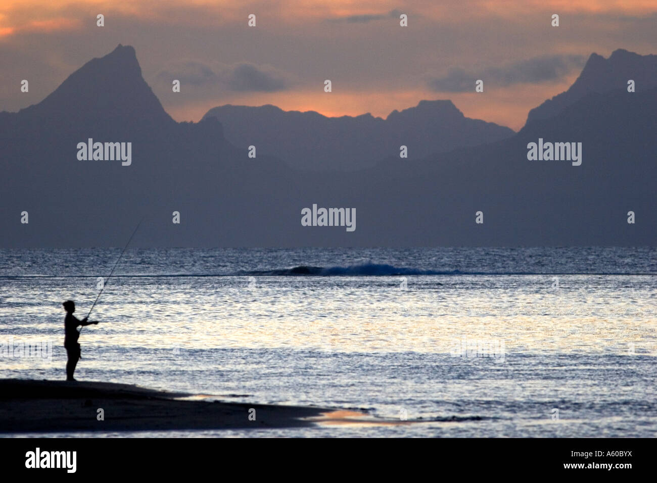 Moorea island from tahiti sunset hi-res stock photography and images ...