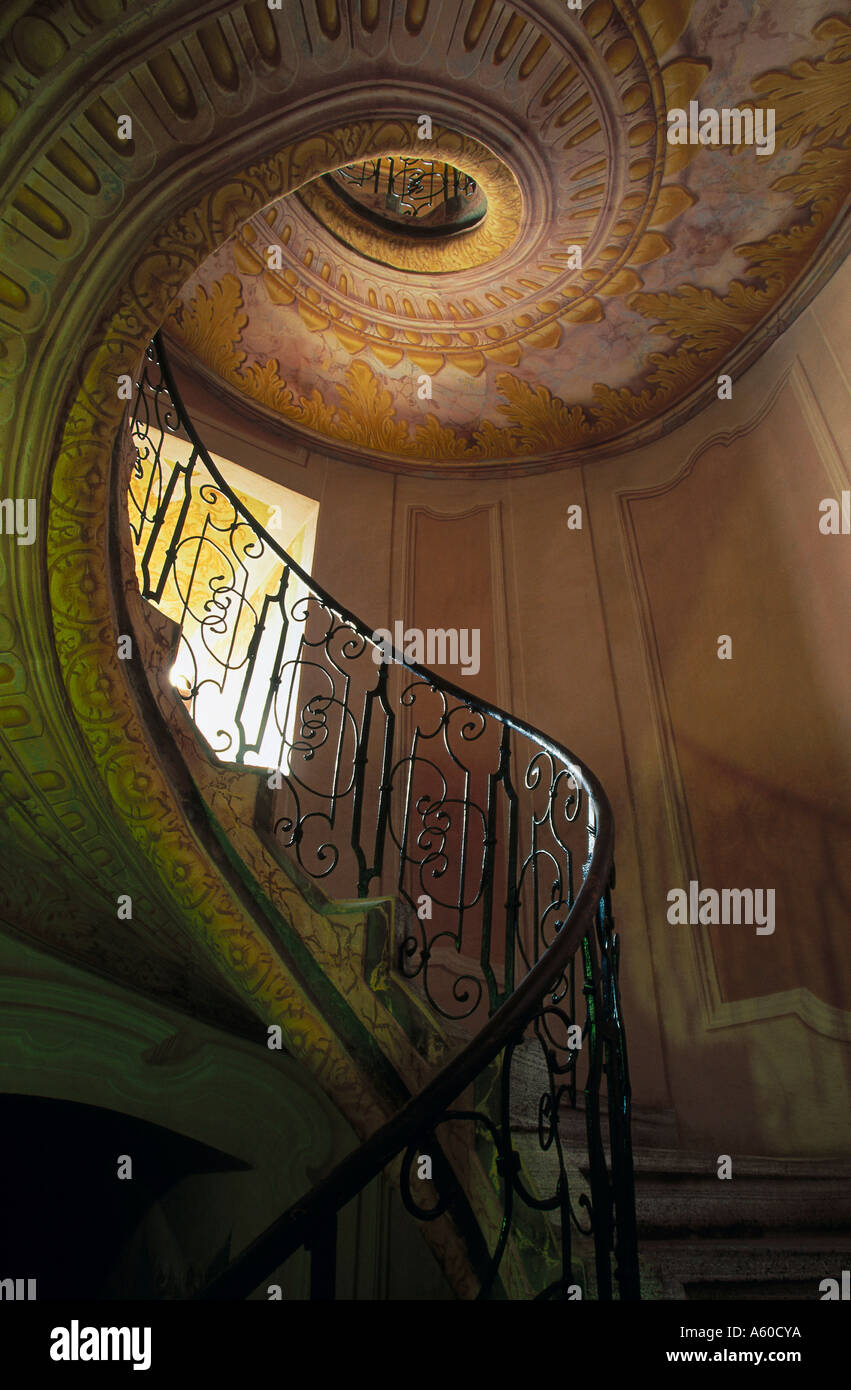 Staircase in monastery, Melk Benedictine Abbey, Wachau, Lower Austria ...