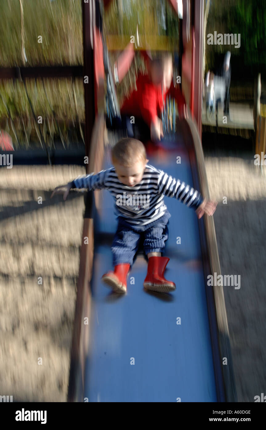 Playing on the slide, Children's adventure playground, Centre Parcs ...