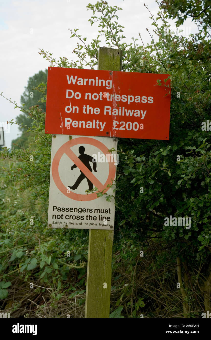 Danger notice Railtrack Stock Photo - Alamy